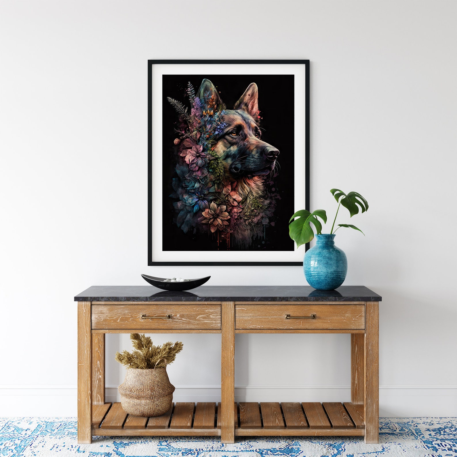 Watercolor German Shepherd Wall Art Printable, 18" X 24," Digital ...