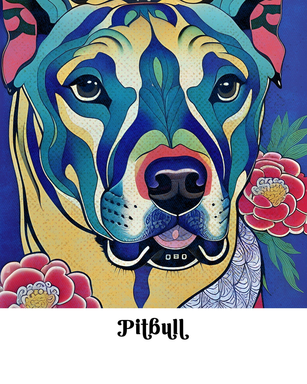 Colorful Pitbull Wall Art Printable, 16" X 20," Digital Download, Dogs ...