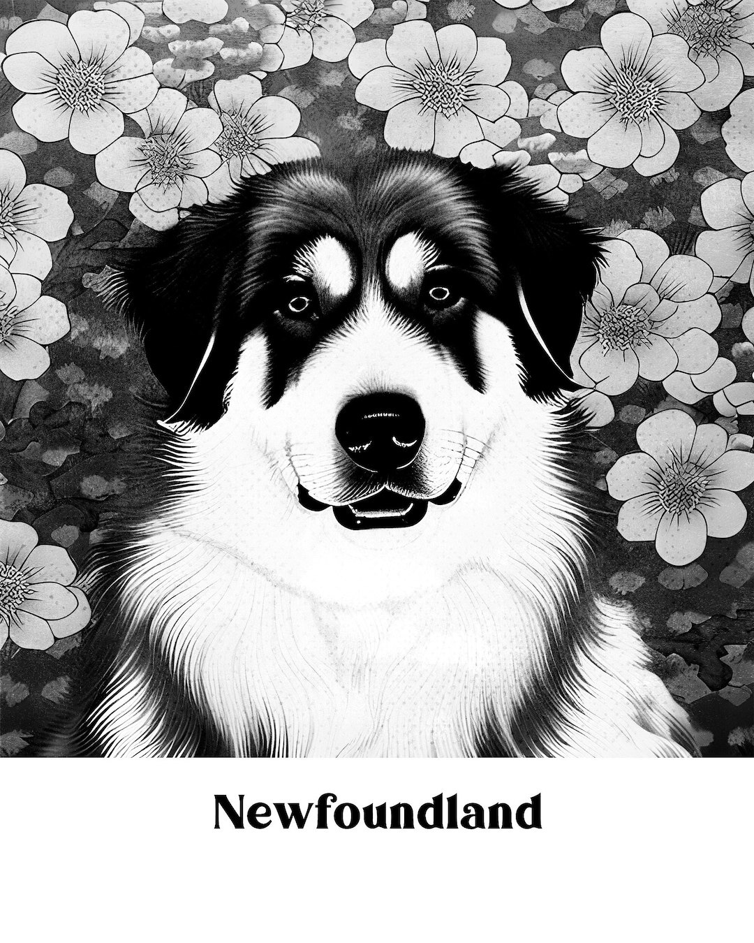 Black and White Newfoundland Art Printable, 16 X 20, Digital Download ...