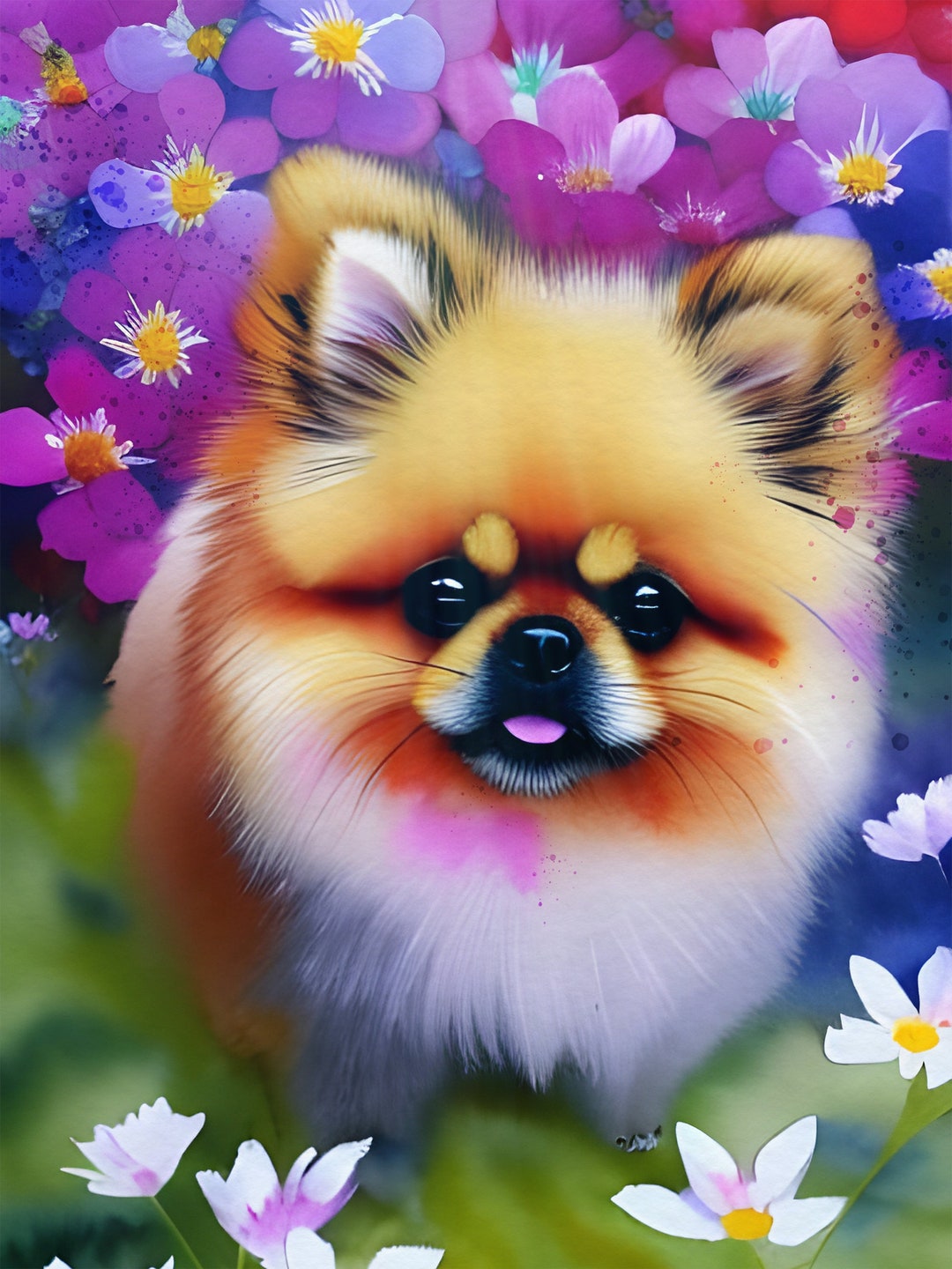 Super Cute Pomeranian Watercolor Printable, 18" X 24," Digital Download ...