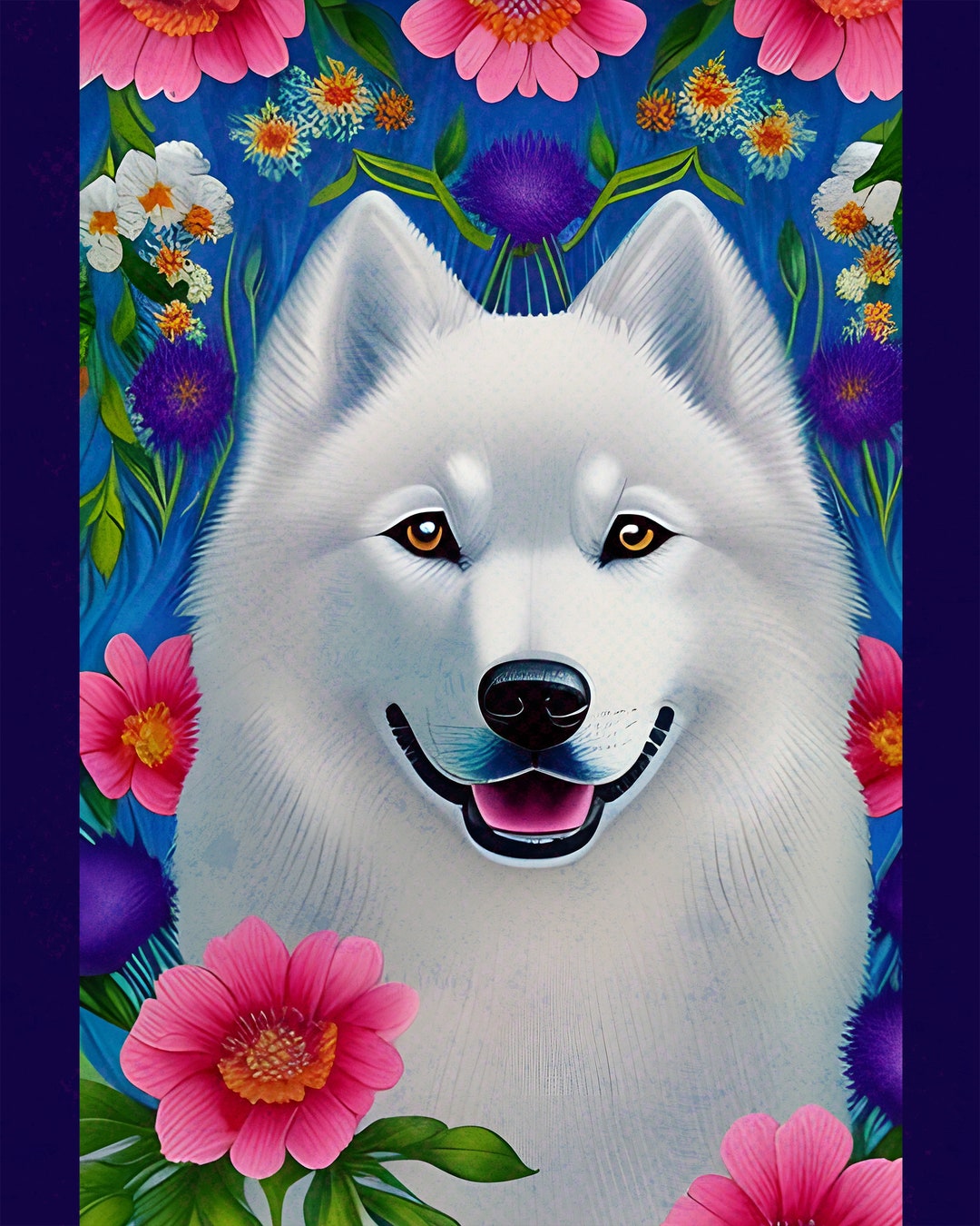 Cute Samoyed Printable, 16" X 20," Digital Download, Dogs, Wall Decor ...