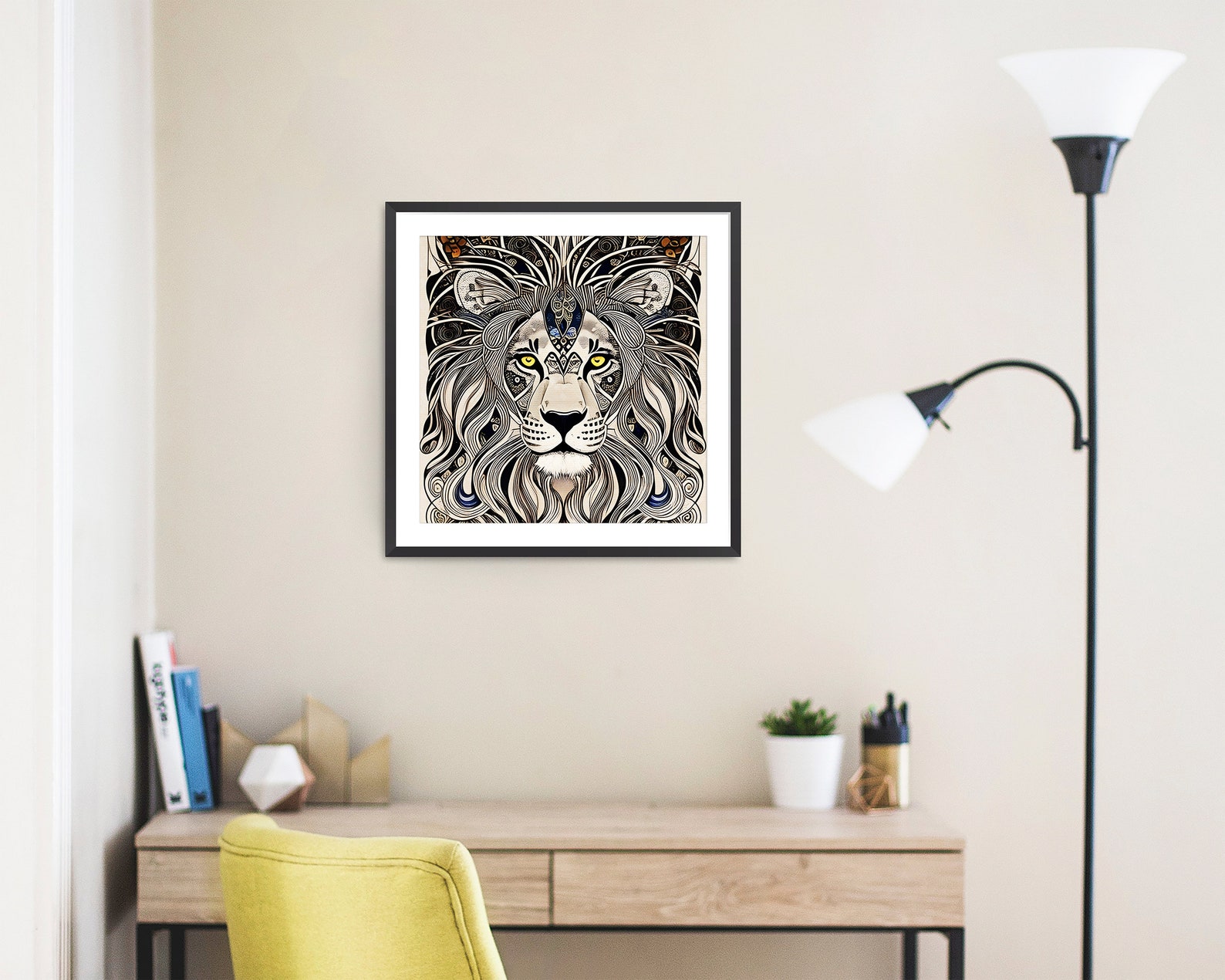 Unique Graphic Lion Printable, 24" X 24," Digital Download, Square Wall ...
