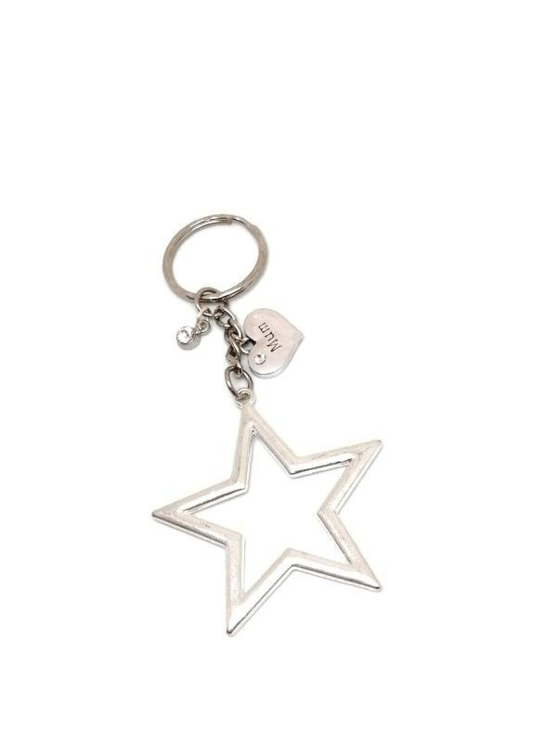 Star Keyring Large Silver Star Keychain Gifts for Mum | Etsy