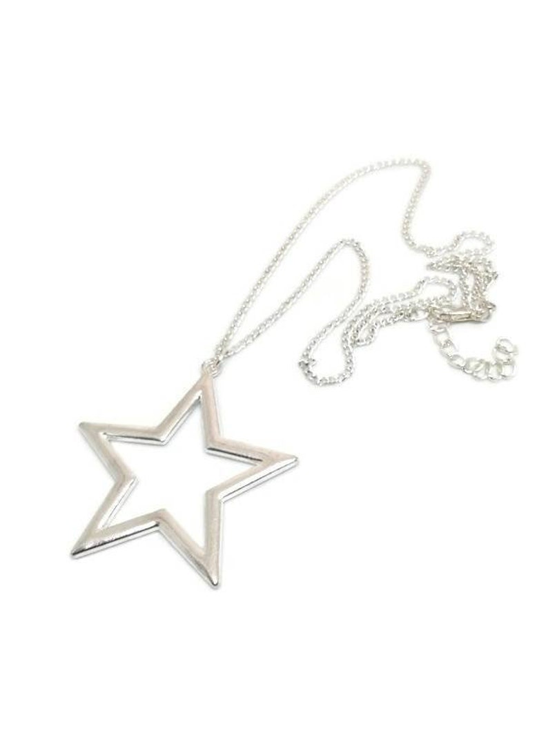Large Star Necklace Silver Star Chain Statement Necklace for | Etsy UK