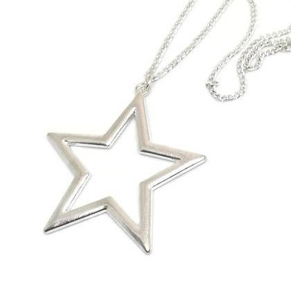 Large Star Necklace, Silver Star Chain, Statement Necklace for Women ...