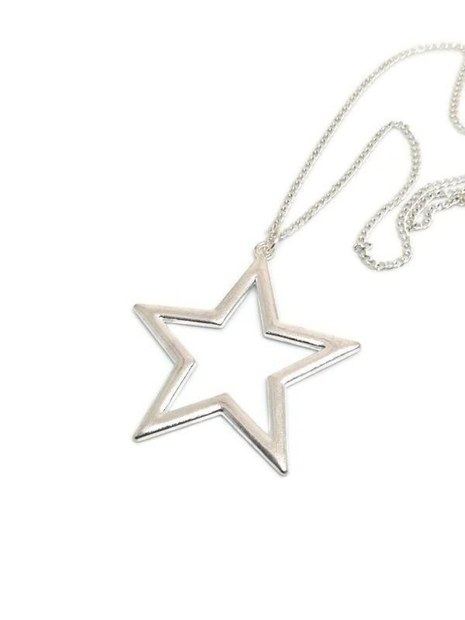 Large Star Necklace Silver Star Chain Statement Necklace for | Etsy UK