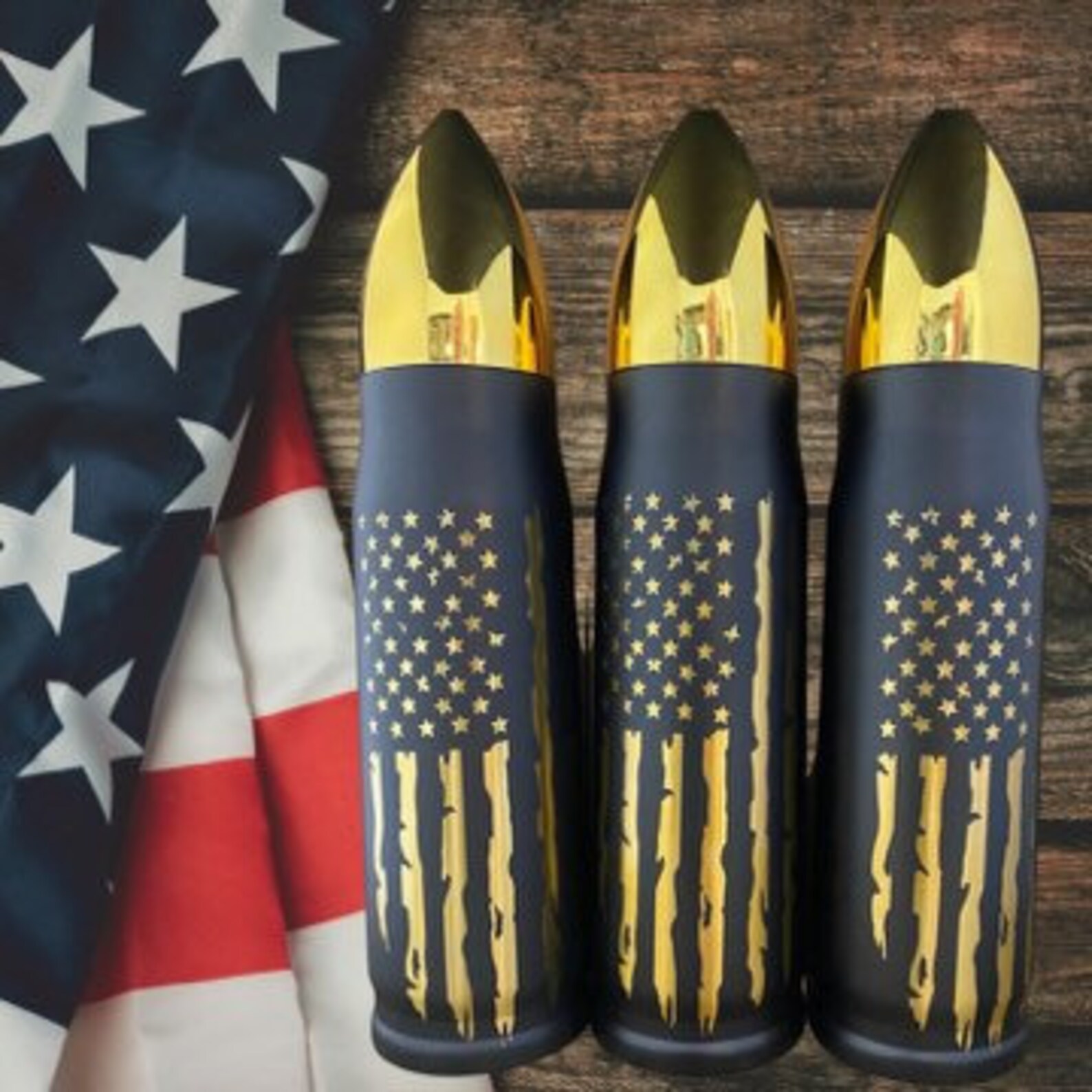 Distressed American Flag Powder Coated Thermos Bullet Tumbler - Etsy