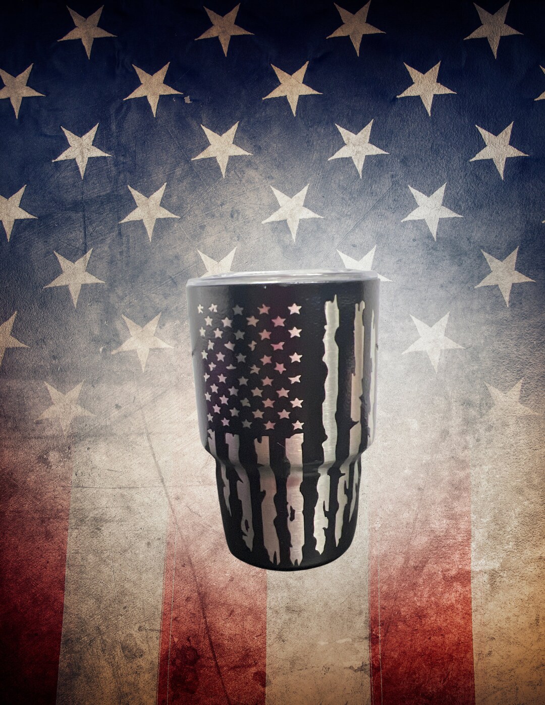 Distressed American Flag Powder Coated 3oz Stainless Insulated Shot ...