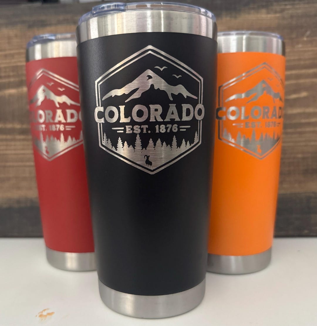20oz Laser Engraved Tumbler | Colorado | Mountain | Custom Tumbler ...