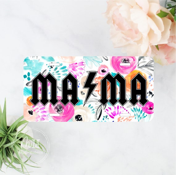 Heavy Metal Mama Bright Floral Front License Plate | Etsy