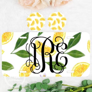Monogram Lemon Front License Plate and Car Coasters Set - Etsy