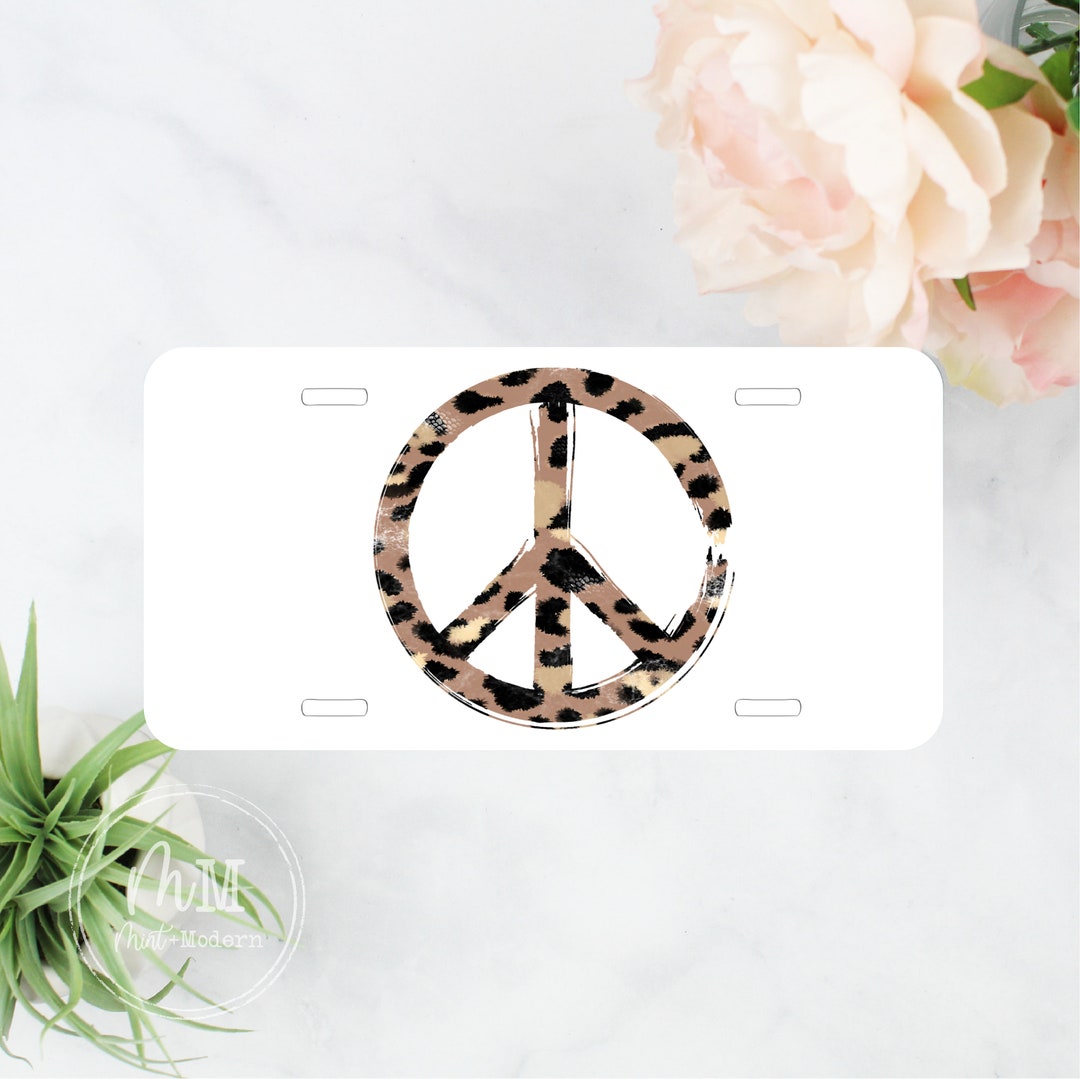 Leopard Peace Sign Front License Plate - Etsy