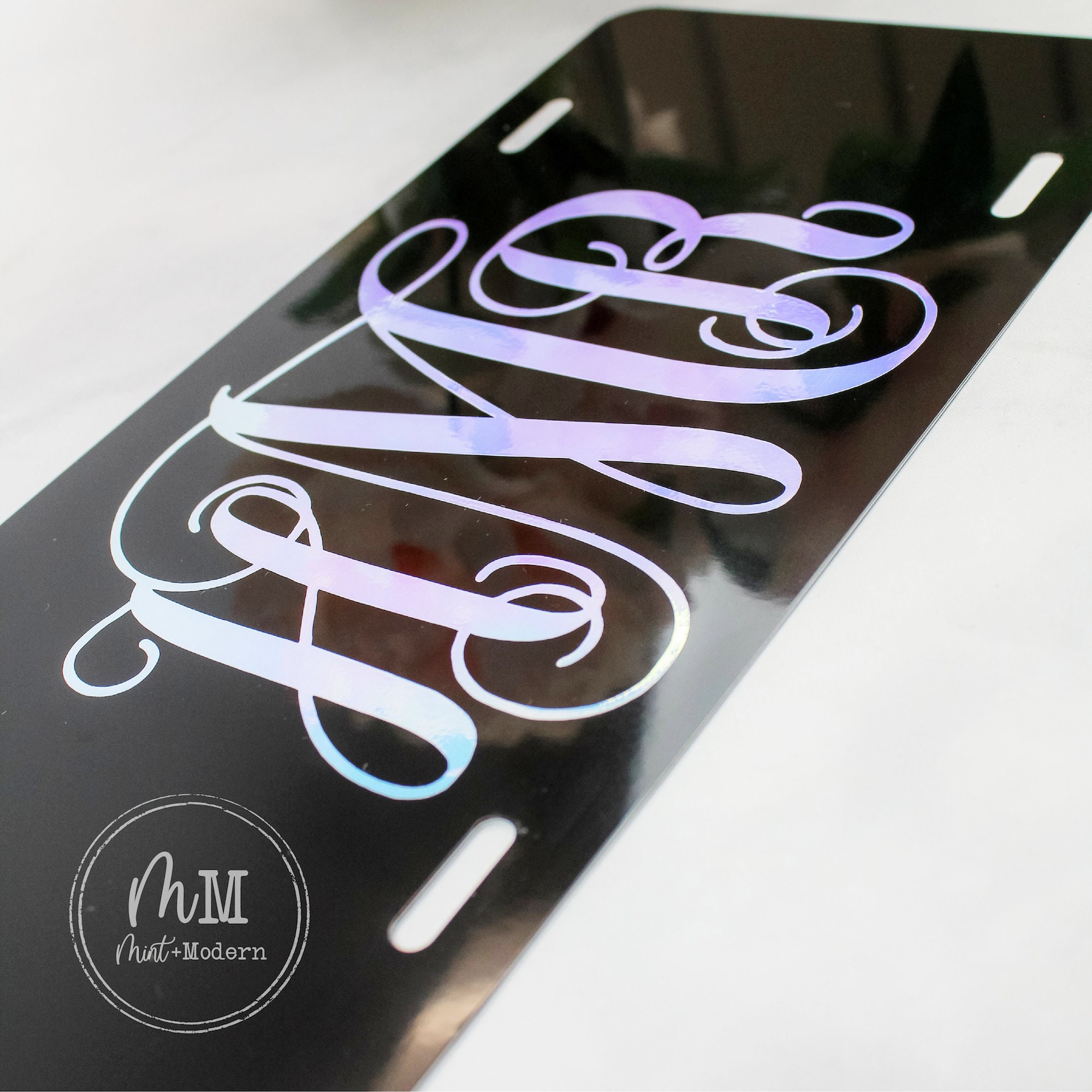 Holographic Monogram Front License Plate | Etsy