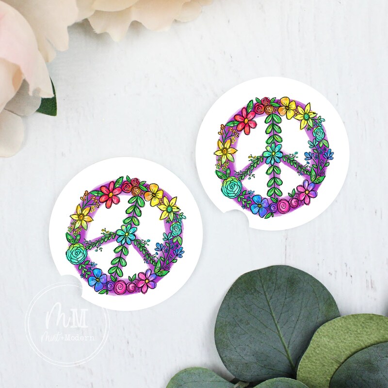 Floral Peace Sign - Etsy