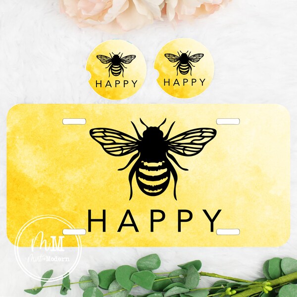 Bee Happy License Plate - Etsy