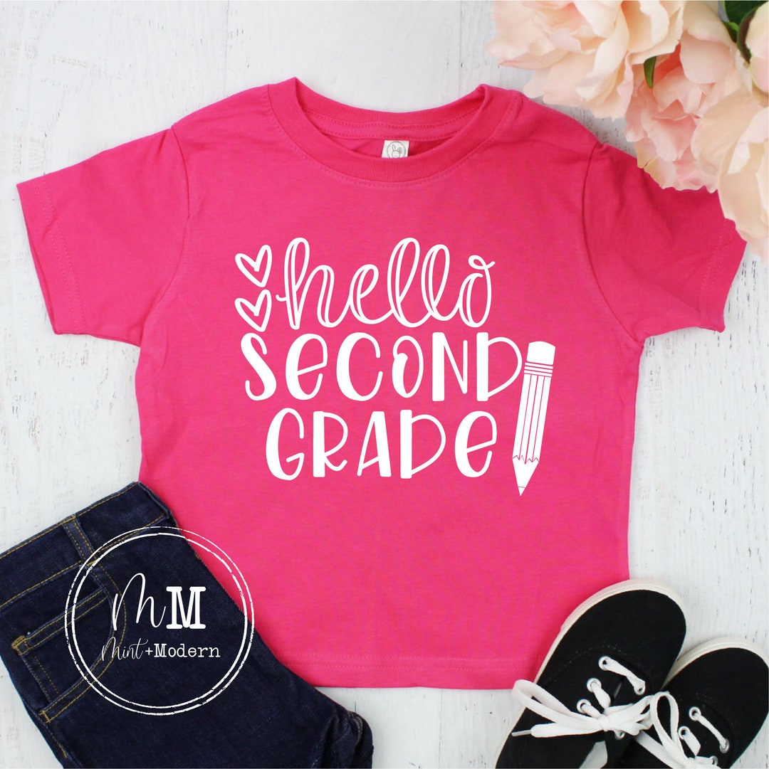 Hello Second Grade First Day Of School Youth Shirt Etsy