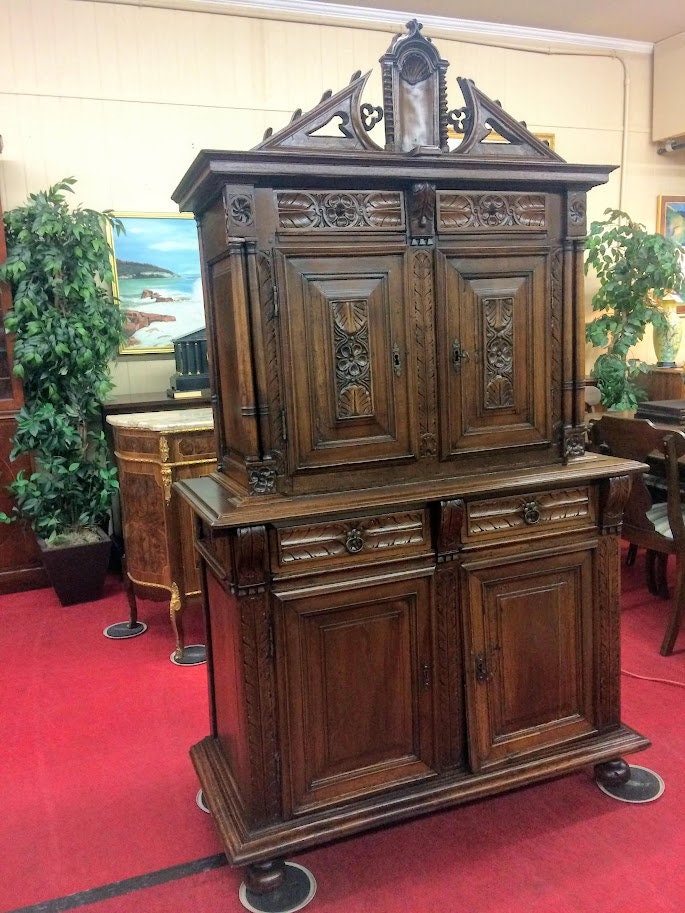 Antique French Cabinet Cupboard, Brittany Furniture, French Carved Boho ...