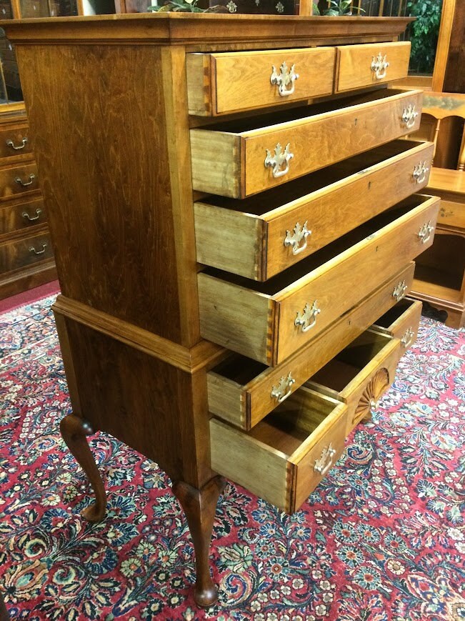 Vintage Maple Highboy Chest of Drawers Tall Dresser, New England ...