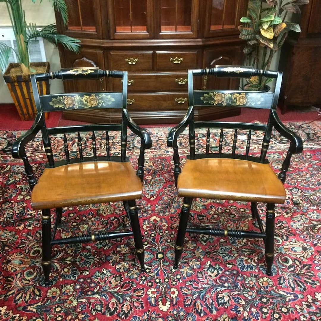 Vintage Hitchcock Chairs, Rose Stenciled Chairs, Colonial Style Chairs ...