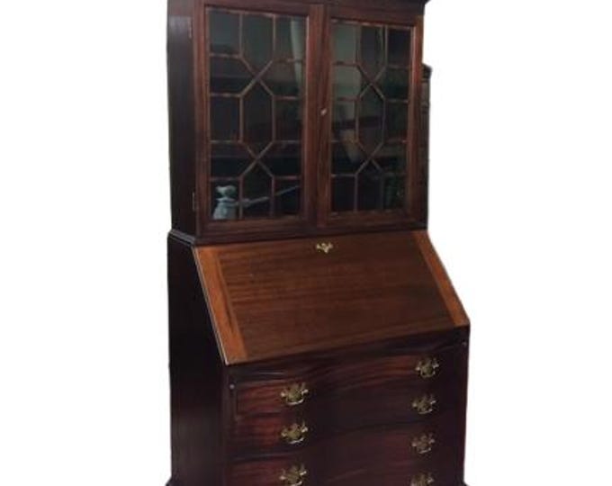 Vintage Mahogany Secretary Desk, Governor Winthrop Desk, Serpentine ...