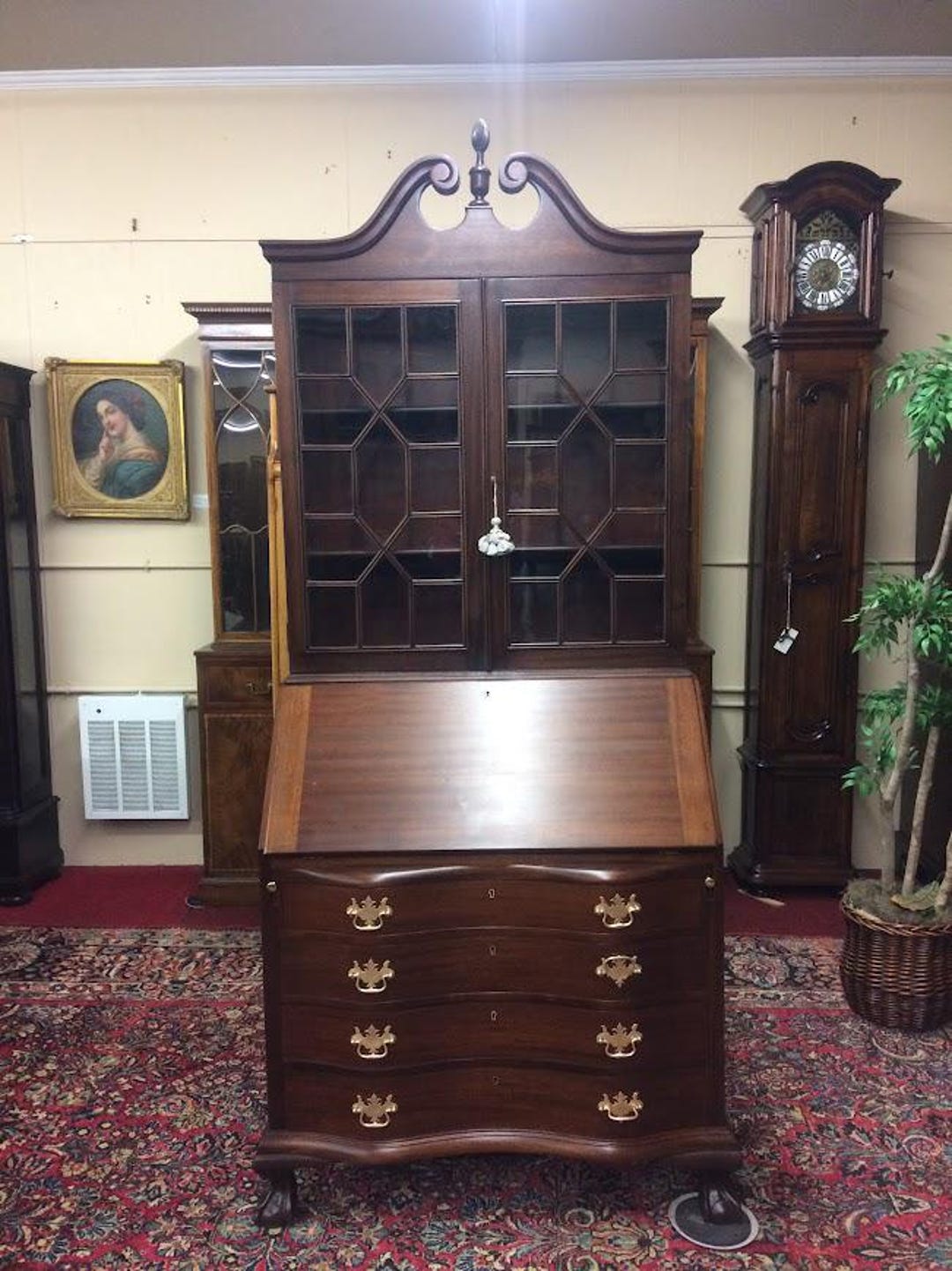 Vintage Secretary Desk, Claw Foot Secretary, Serpentine Front Secretary ...