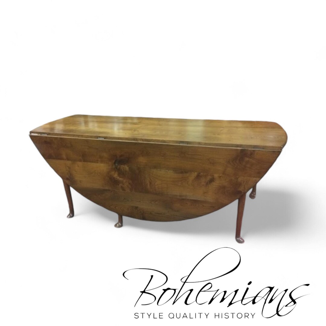 Vintage Drop Leaf Table, Dining Table, Large Round Dining Table, Rustic ...