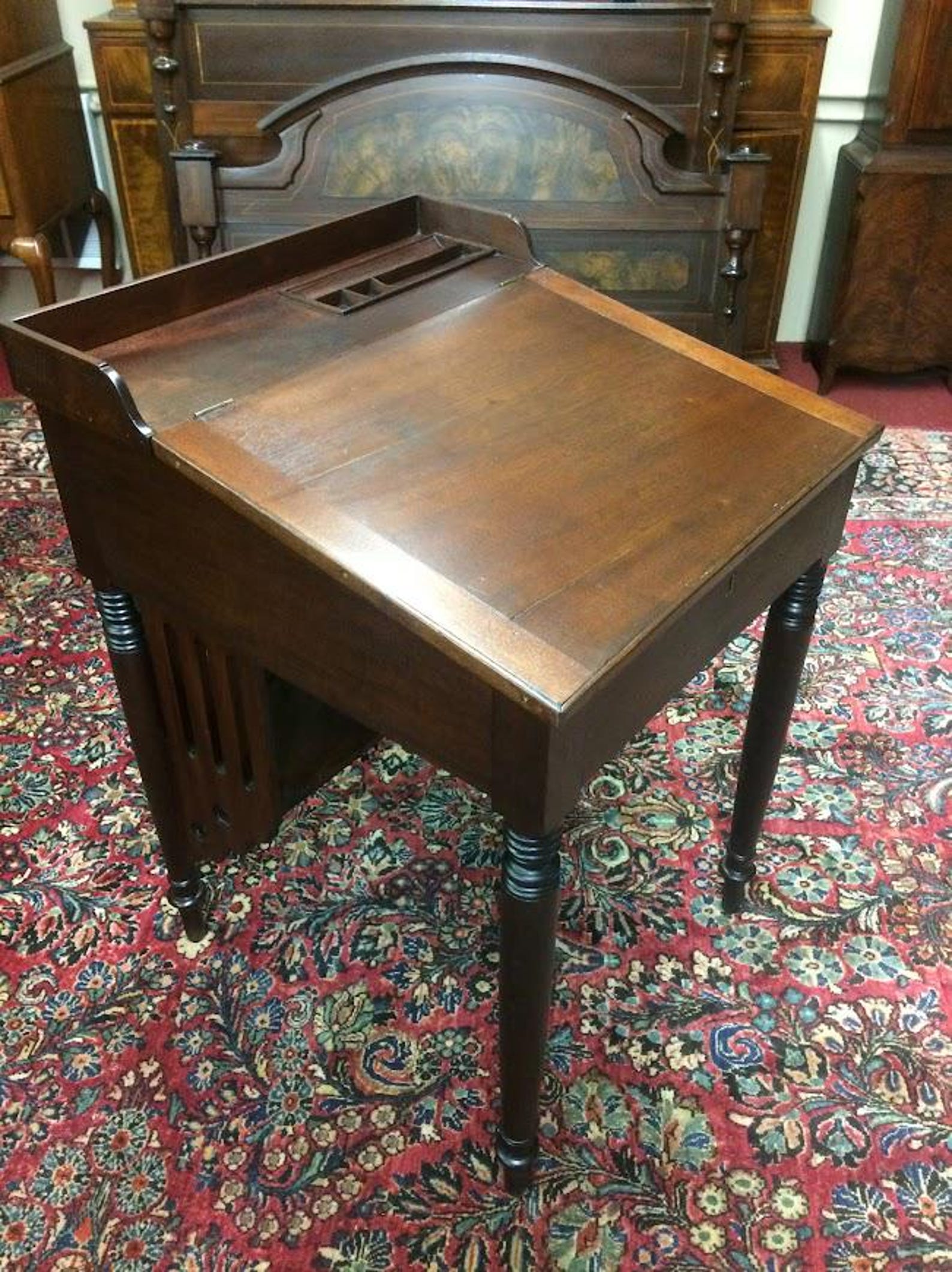 Antique School Desk, Walnut School Desk, Victorian School Desk ...