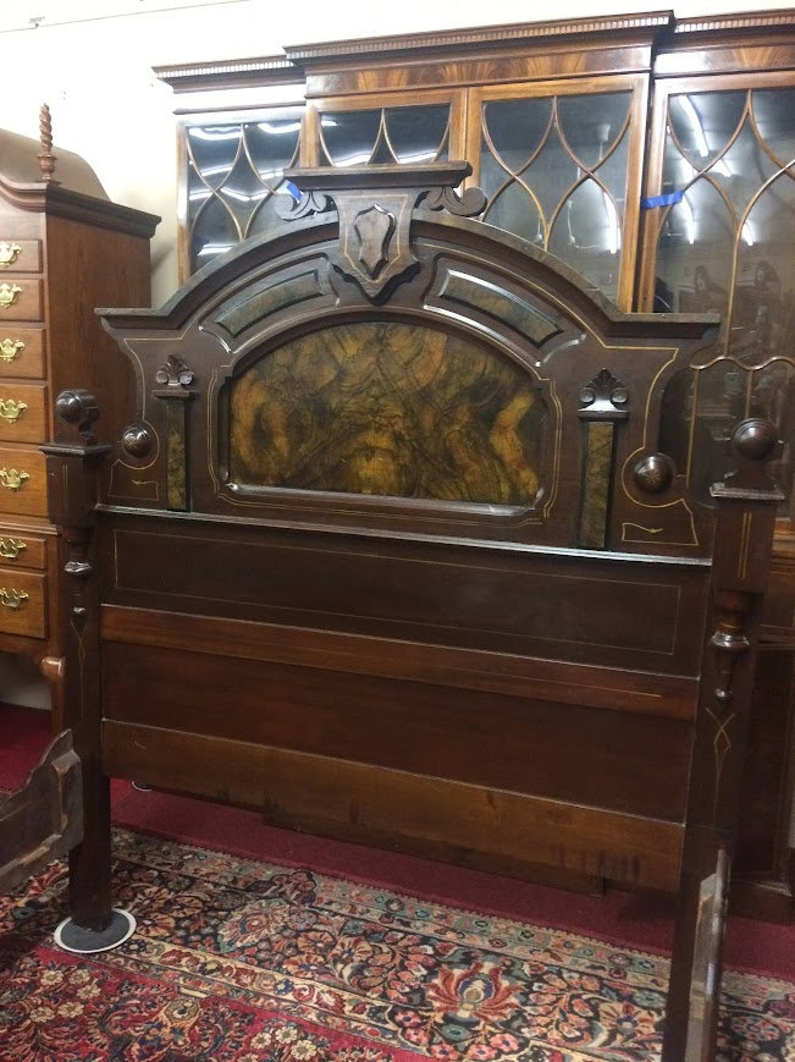 Antique Bed, Victorian Bed, Highback Bed With Walnut, Historic Bed Full ...