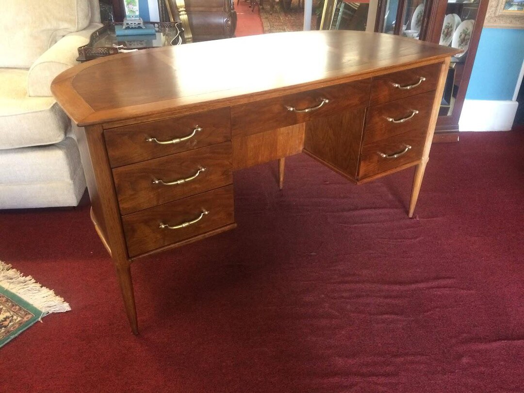 Vintage Mid Century Desk, Demi Lune Desk, Cherry Desk, MCM Desk, Half ...
