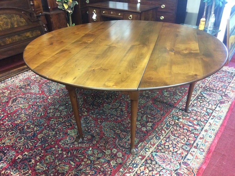 Vintage Drop Leaf Table, Dining Table, Large Round Dining Table, Rustic ...