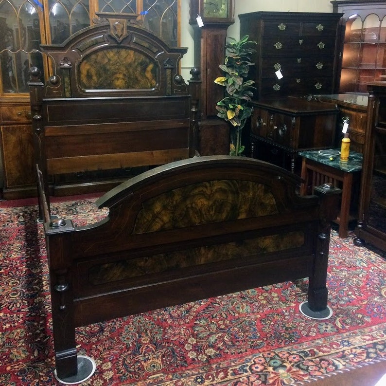 Antique Bed, Victorian Bed, Highback Bed With Walnut, Historic Bed Full ...