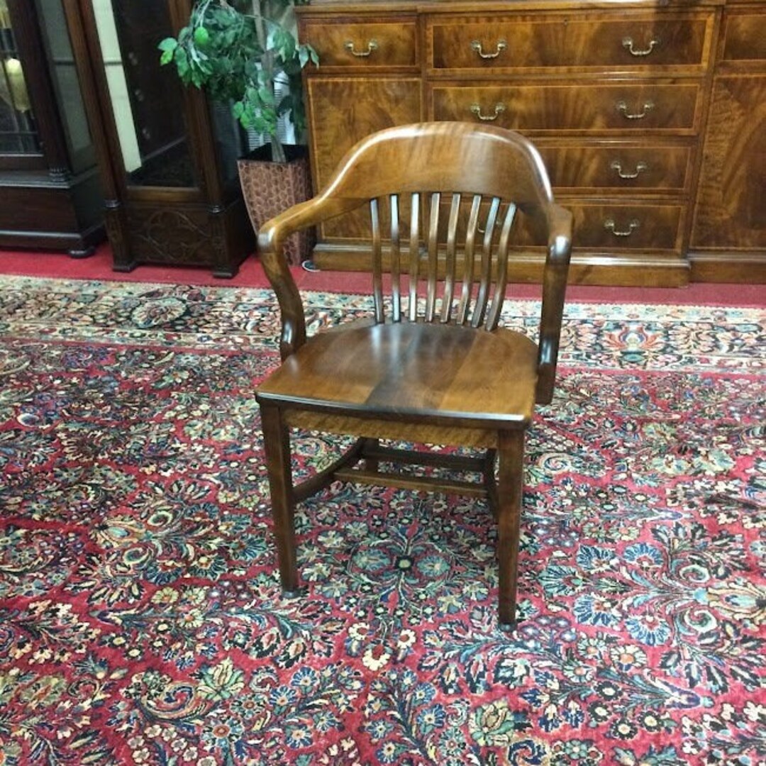 Antique Desk Chair, Bankers Chair, Library Chair, Birch Arm Chair, Man ...