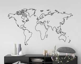 World Map Wall Decal - Etsy