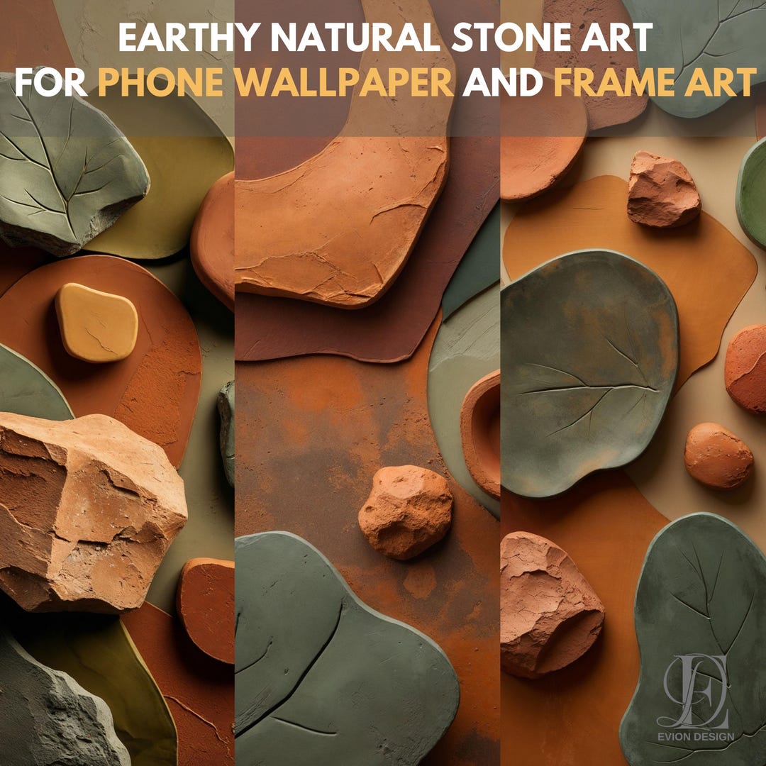 Earthy Texture Digital Art, Terracotta and Green Design, Organic ...