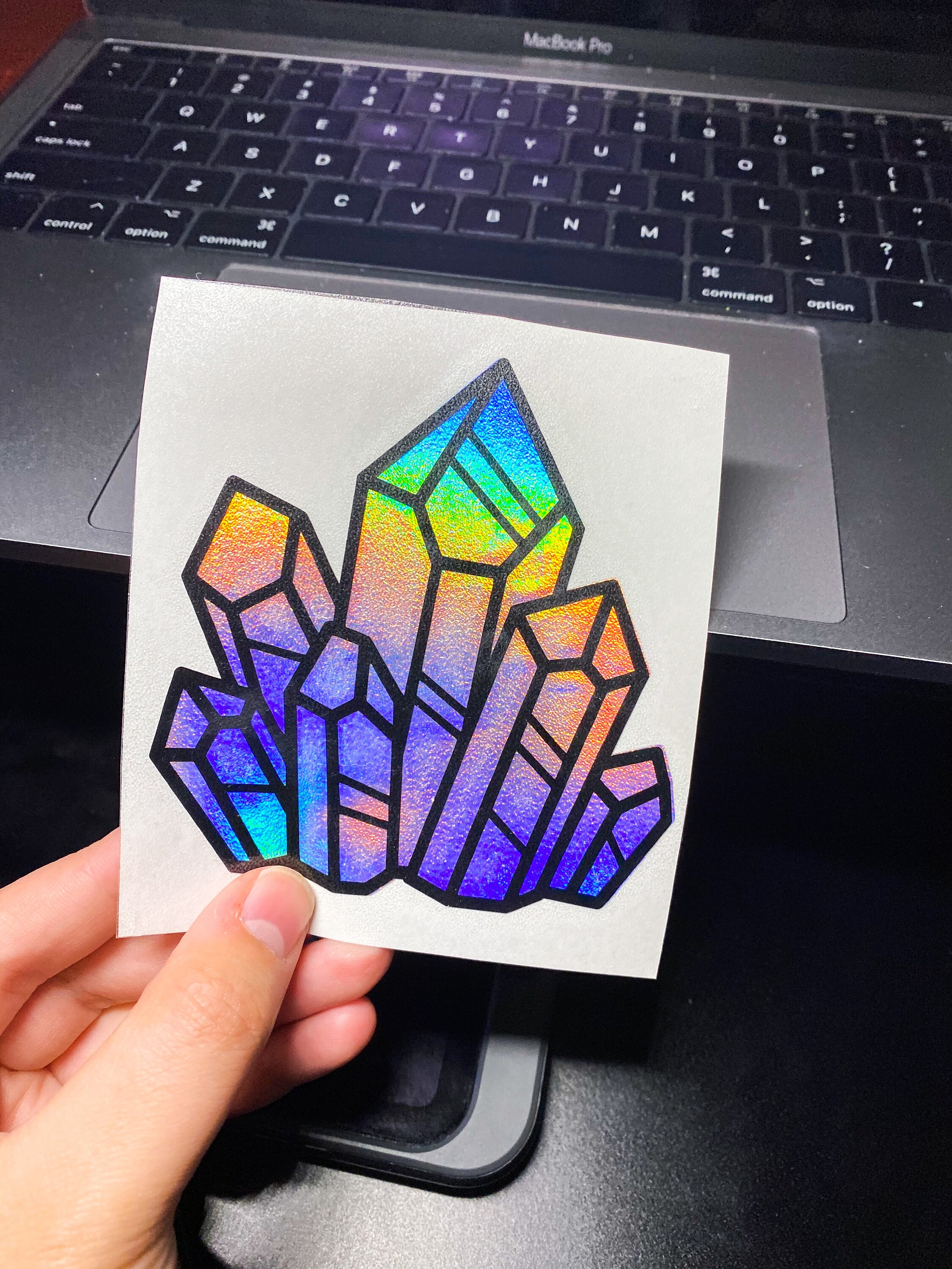 HOLOGRAPHIC Crystals Vinyl Decal Sticker Crystal Sticker - Etsy