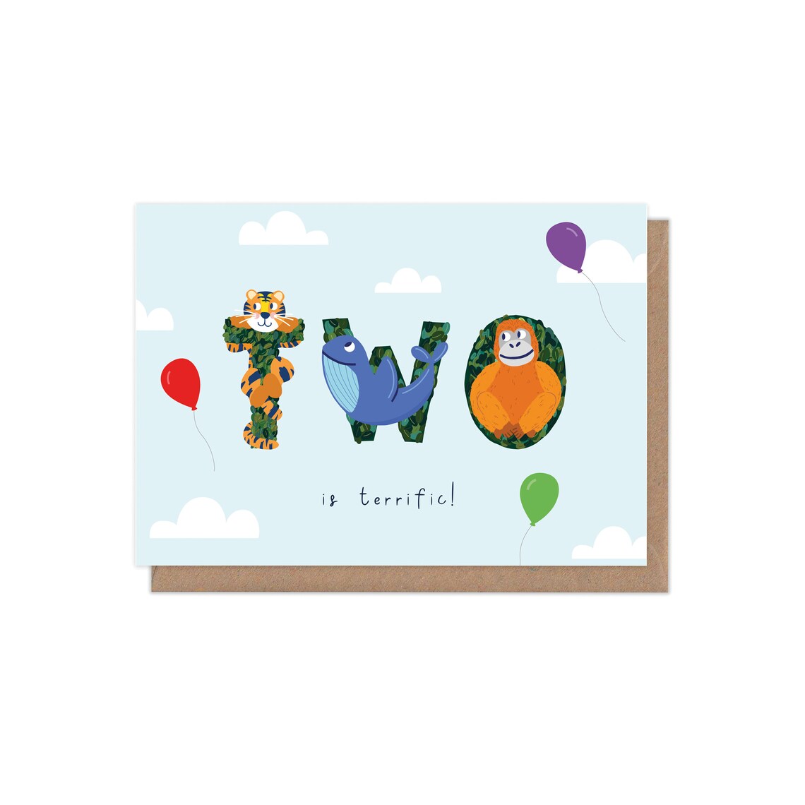 Two is Terrific 2nd Birthday Age Greetings Card / Childrens Birthday ...
