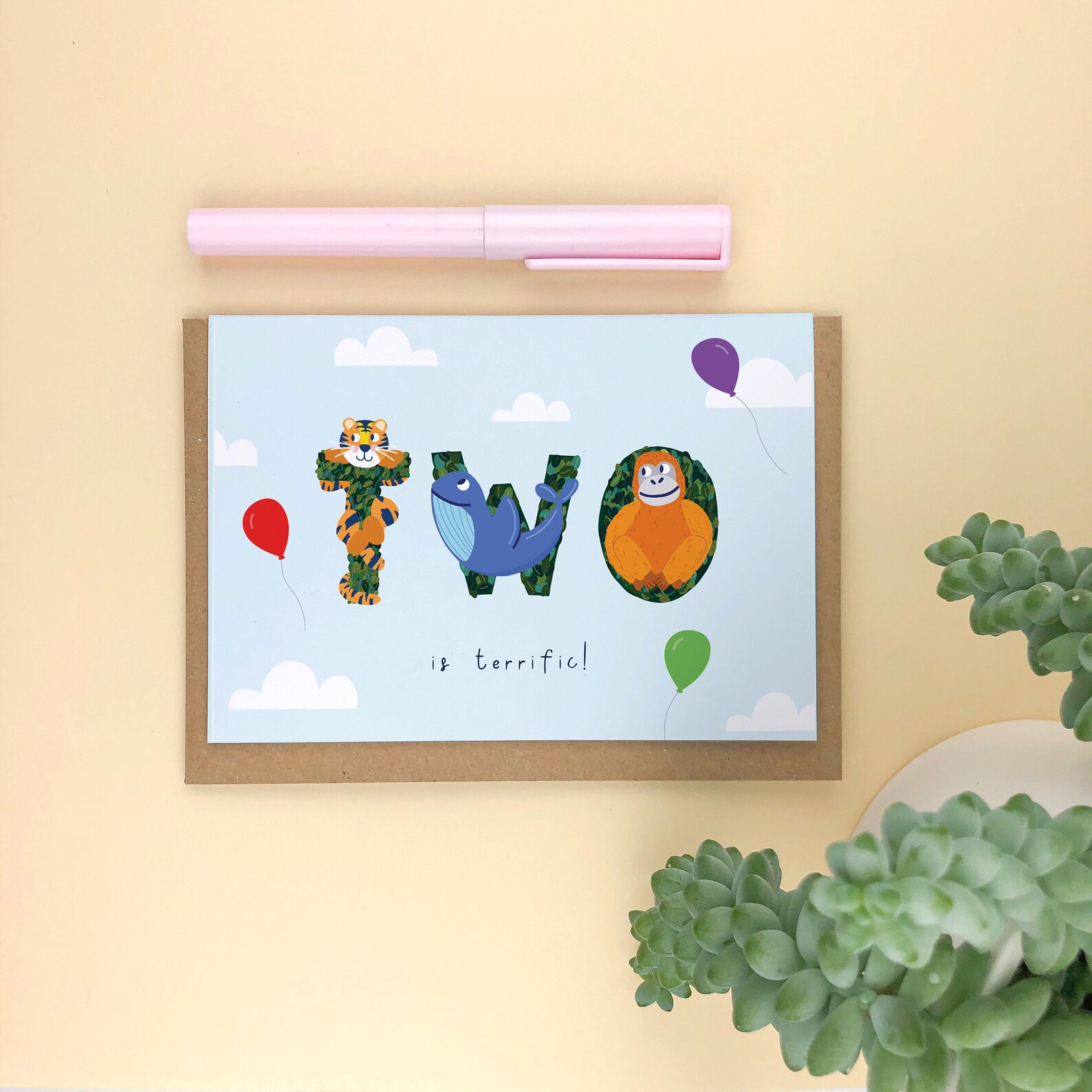 Two is Terrific 2nd Birthday Age Greetings Card / Children’s Birthday ...