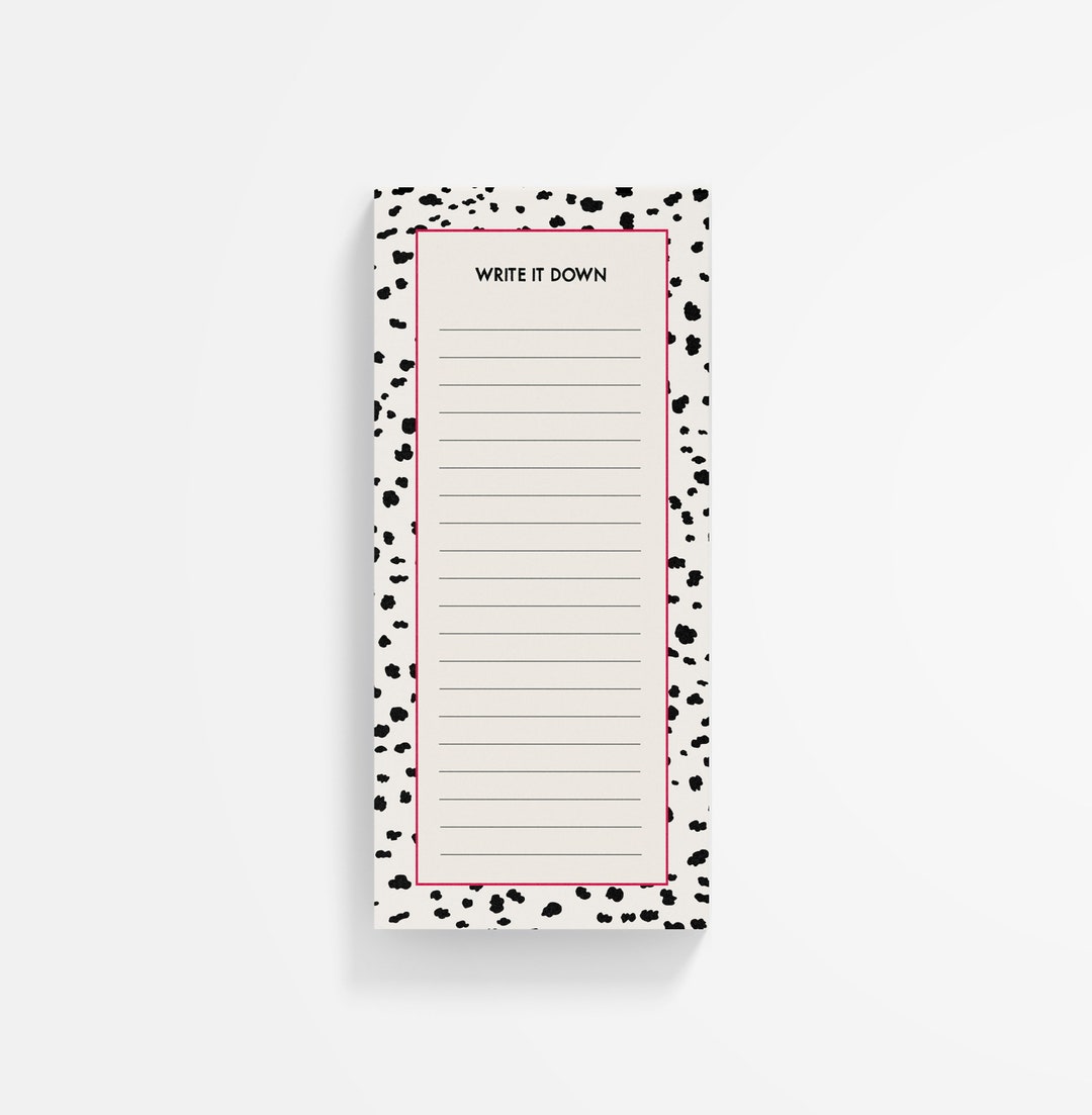 Dalmatian Print 'write It Down' DL List Notepad / List Pad / Memo Pad ...