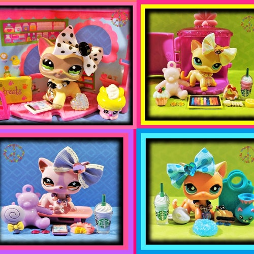 Littlest Pet Shop LPS#933 Pink Short Hair Cat Orange Star Eyes Kitty ...