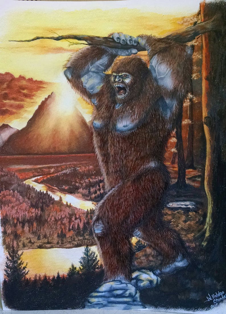 Sasquatch Drawing Titled - 'over His Domain' - Etsy