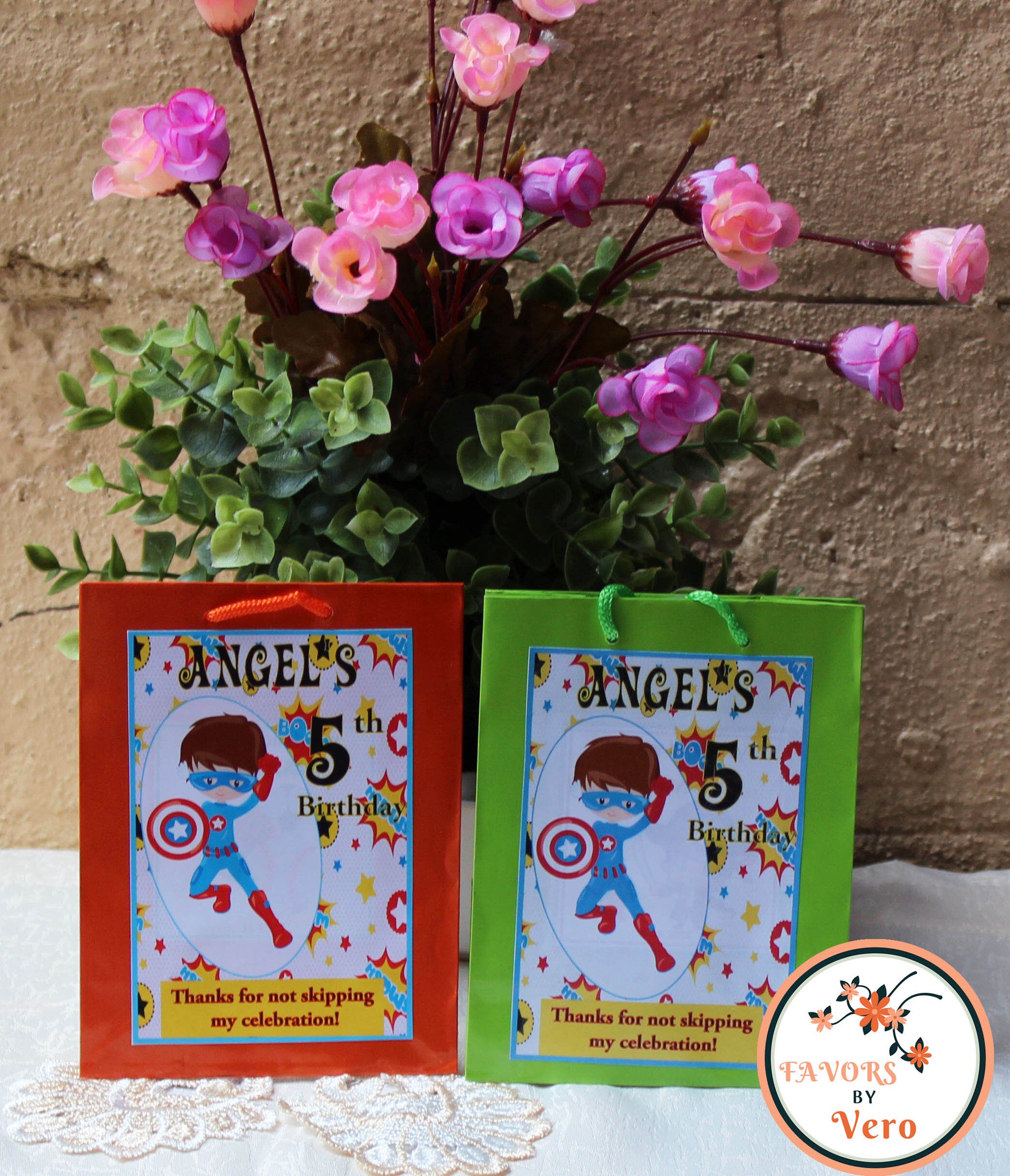 Personalized Super Boys Birthday Favor Bags With Stickers Super Heros ...