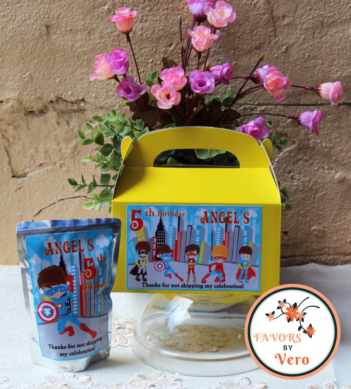 Personalized Super Boys Birthday Favor Box With Stickers Super Heros ...