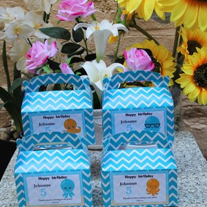 12 Personalized Sea Animals Birthday Favor Box -ocean Animals Party ...