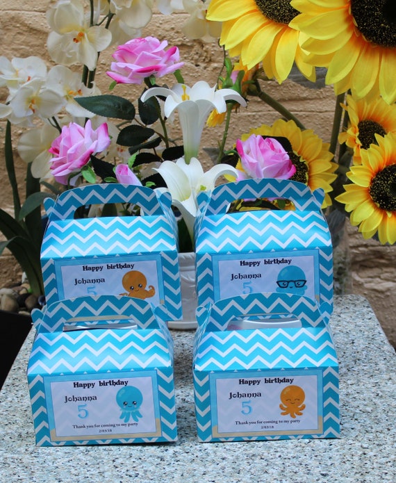 12 Personalized Sea Animals Birthday Favor Box ocean Animals | Etsy