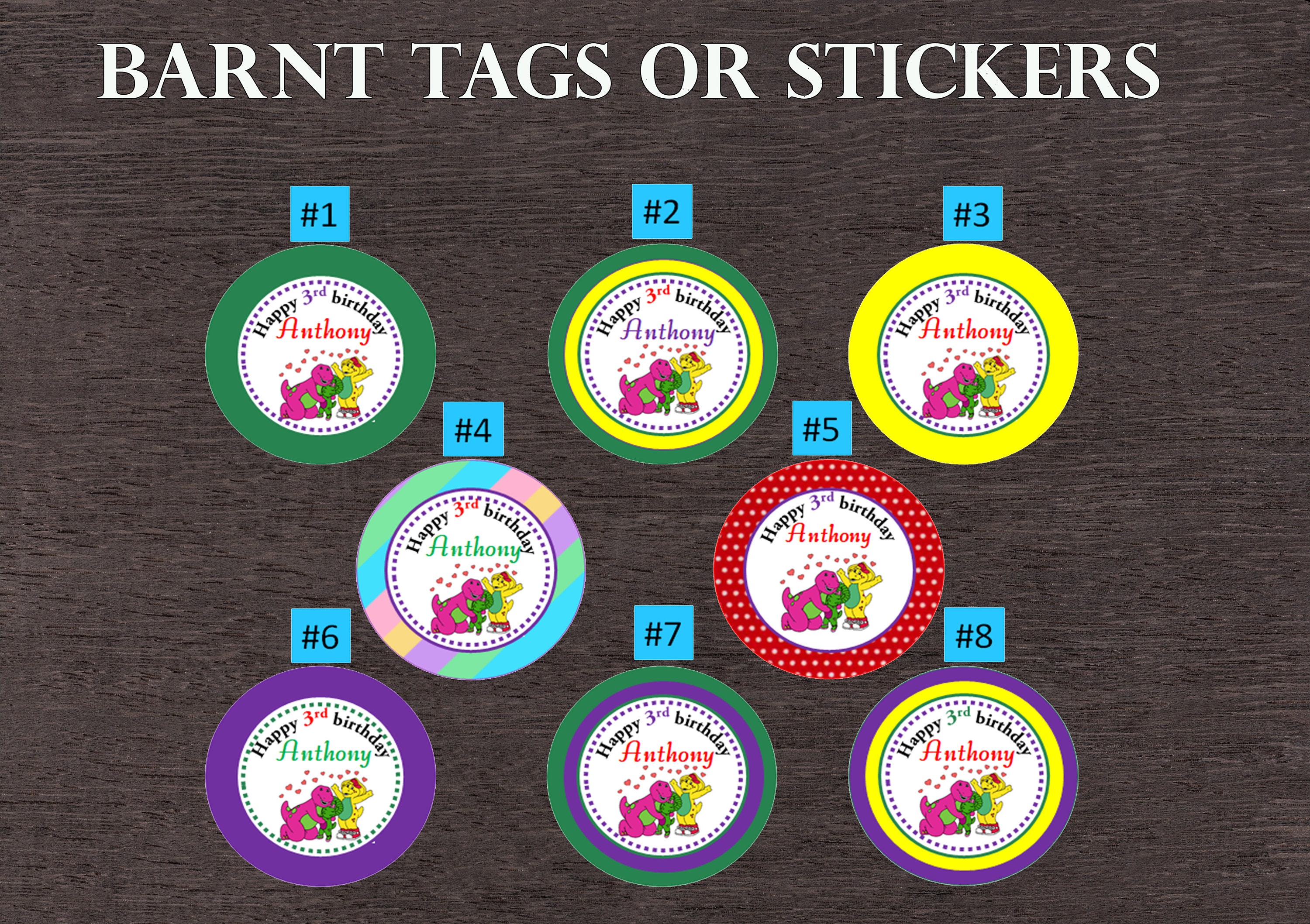 Personalized Barney & Friends Birthday Favor Tags Barney Favor Stickers ...