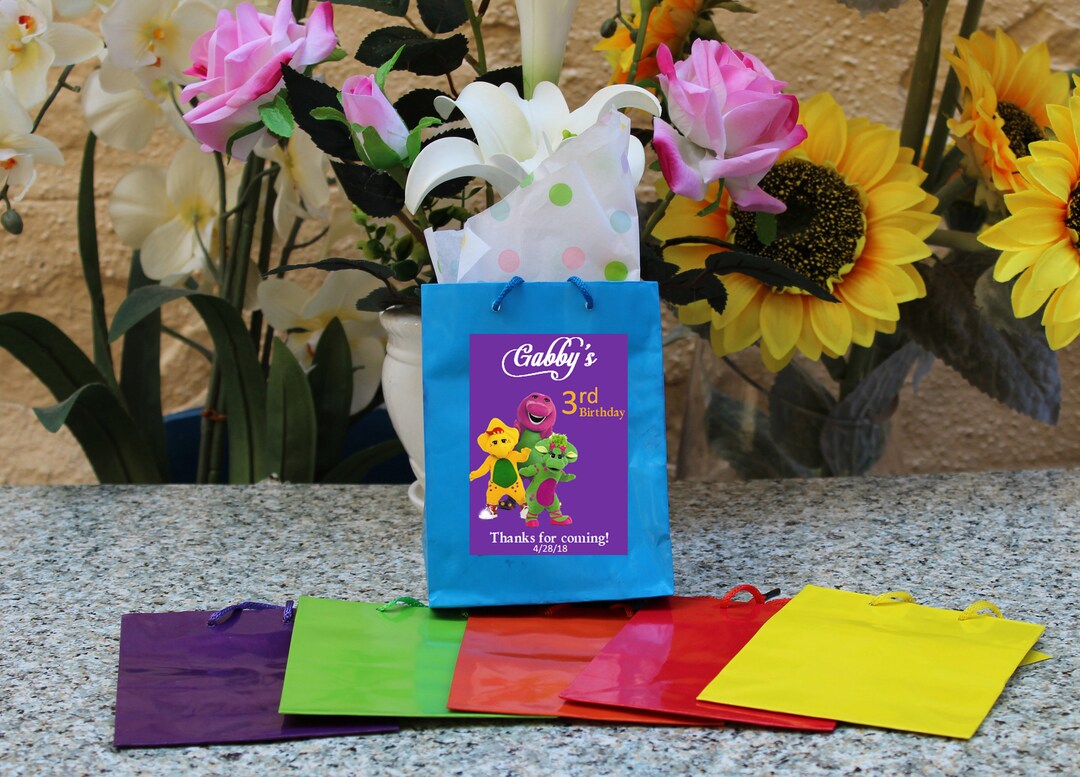 Personalized Barney & Friends Birthday Favor Bags With Tags - Barney ...