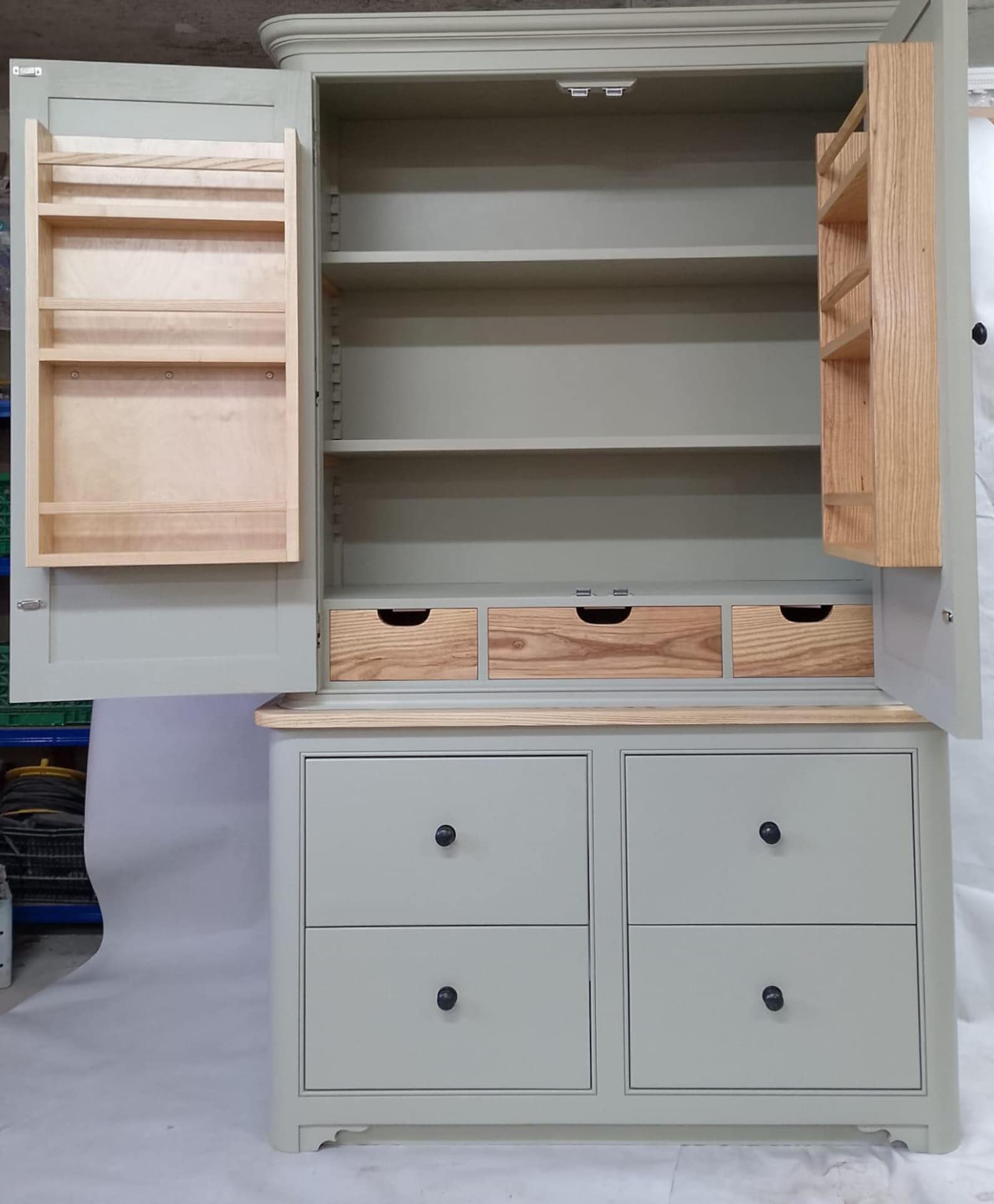 Hand Made Kitchen Larder Cupboard Painted in Farrow & Ball French Grey ...