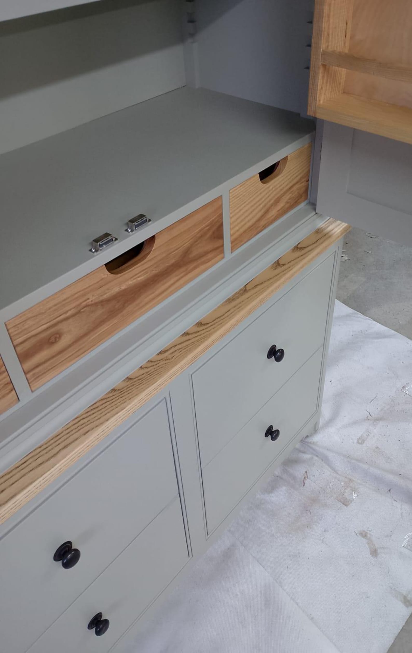 Hand Made Kitchen Larder Cupboard Painted in Farrow & Ball French Grey ...