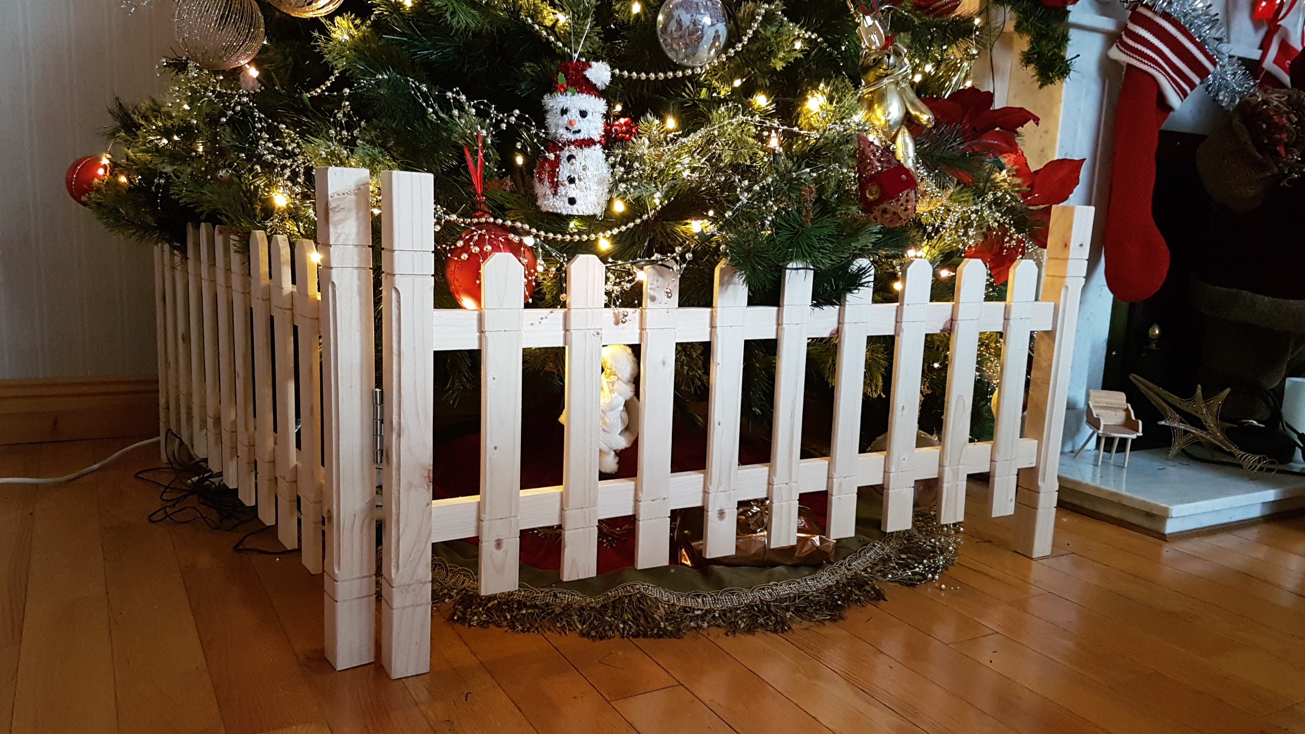 Christmas Tree Wooden Picket Fence Pet Fence Dog Fence Etsy