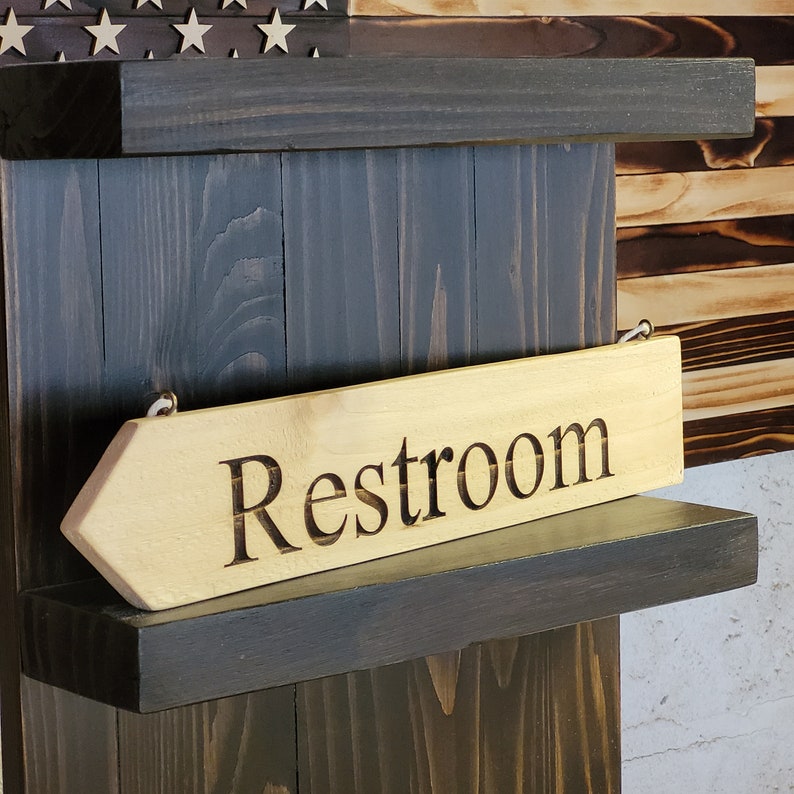 Wooden Restroom Sign Two-way Bathroom Sign for Guests - Etsy